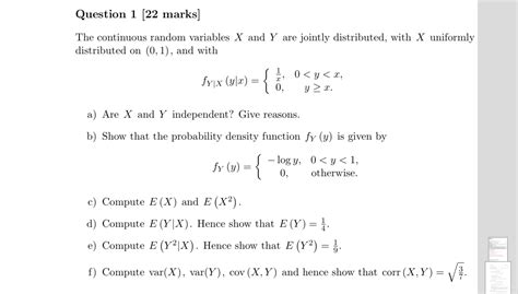 Solved Question Marks The Continuous Random Variables Chegg