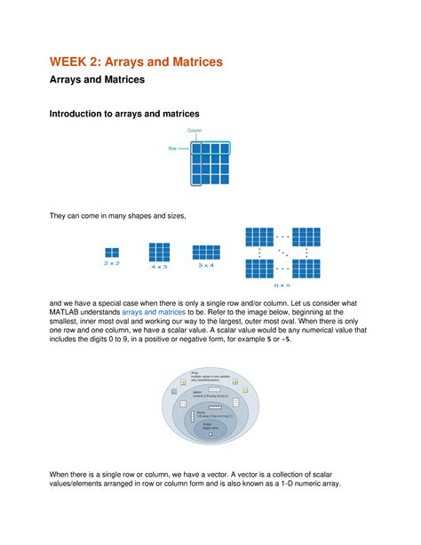 Matlab Programming Notes WEEK 2 Arrays And Matrices Arrays And