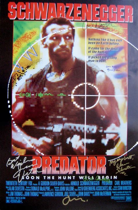 Predator 1987 Original Movie Poster Cast Signed By Arnold