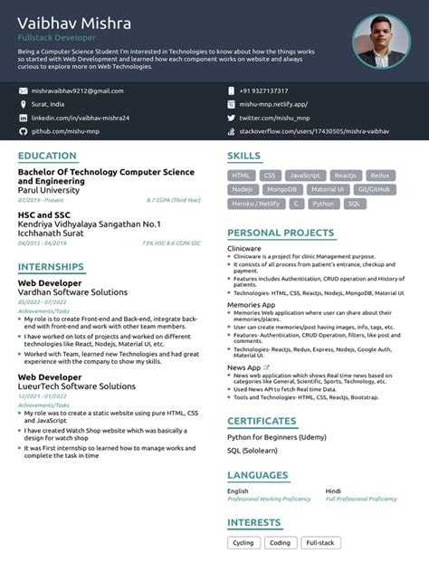 Vaibhav Mishra Resume 2 Pdf World Wide Web Internet And Web