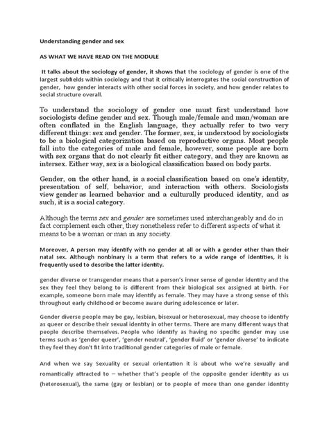 Understanding Gender And Sex Pdf Gender Gender Studies Understanding Gender And Sex Pdf Gender Gender Studies