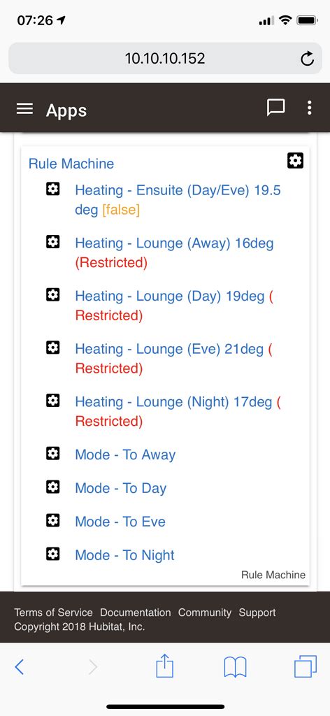 Possible Bug Rule Machine Mode Restrictions 📐 Rule Machine® Hubitat