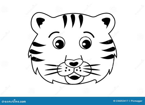 Vector Tiger Cub Head Stock Vector Illustration Of Artwork 236053417