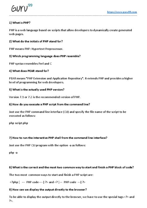 Php Interview Questions Answers 1 What Is Php Php Is A Web Language