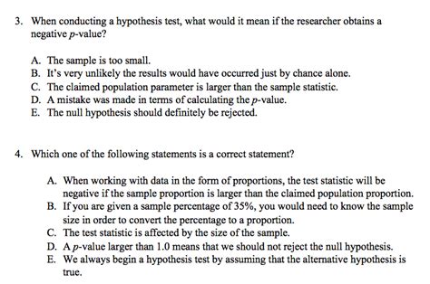 Solved 3 When Conducting A Hypothesis Test What Would It