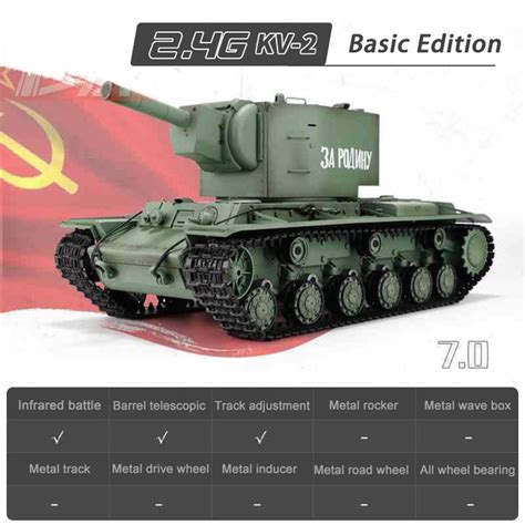 Henglong 3949 Soviet Russia Kv 2 Tank Rc Model Can Launch Simulation