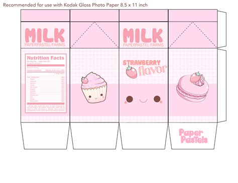 Kawaii Pastel Milk Box Paper Toys Template Paper Doll Template