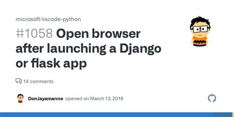 Open Browser After Launching A Django Or Flask App · Issue 1058 · Microsoftvscode Python · Github