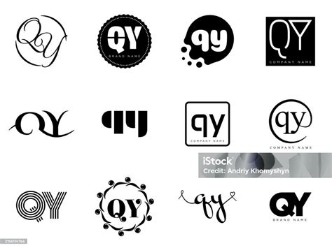 Qy 회사 템플릿입니다 편지 Q와 Y 다양한 클래식 세리프 레터링과 현대적인 굵은 텍스트를 디자인 요소로 설정하세요 초기 글꼴 타이포그래피 개념에 대한 스톡 벡터 아트 및