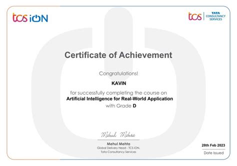 Kavin L On Linkedin Certificateofachievement Ai Artificialintelligence…
