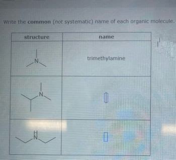 Answered: Write the common (not systematic) name of each organic ...