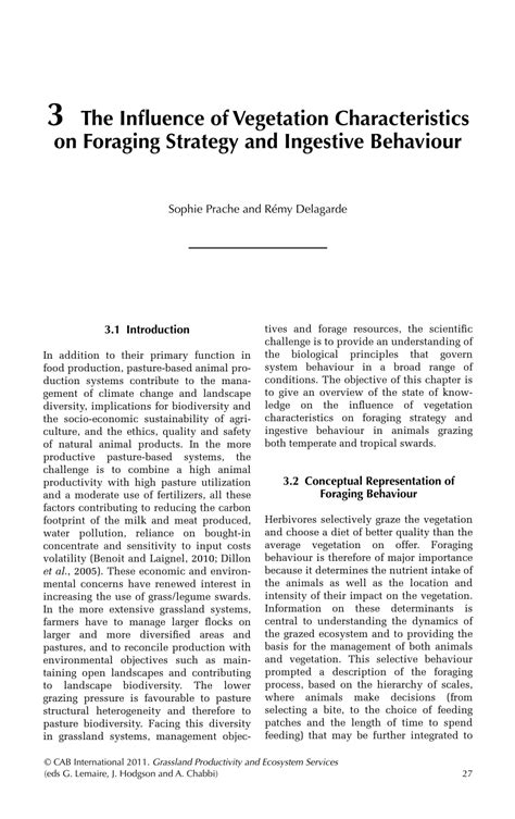 Pdf The Influence Of Vegetation Characteristics On Foraging Strategy