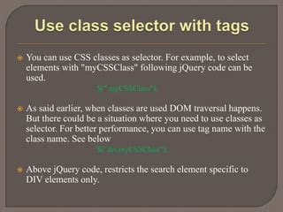 Efficient Use Of JQuery Selector PPT