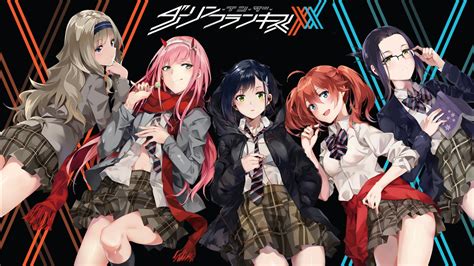 Darling In The Franxx Zero Two Hiro Green Eyes Ichigo Ikuno Kokoro Long