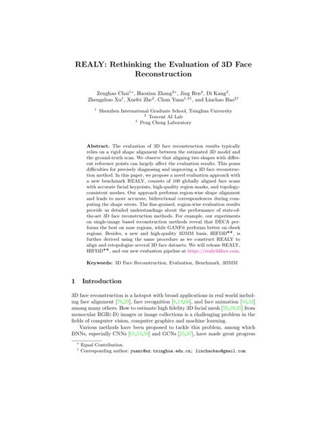 Pdf Realy Rethinking The Evaluation Of 3d Face Reconstruction