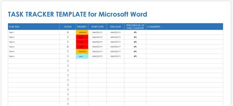 Free Microsoft Word Task List Templates Planners And Checklists Smartsheet