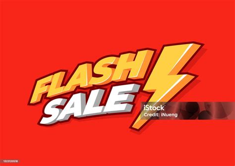 빨간색 배경에 천둥플래시 판매 플래시 판매 배너 템플릿 디자인 3차원 형태에 대한 스톡 벡터 아트 및 기타 이미지 3차원 형태 문자 반짝 세일 Istock