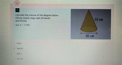 Solved 7 Calculate The Volume Of The Diagram Below Hitung Isipadu