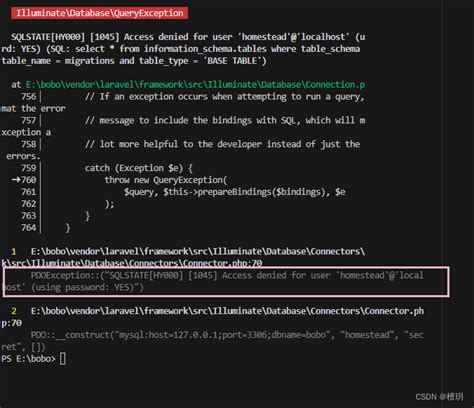 sqlstate[hy000] [1045] access denied for user ‘root‘ ‘localhost‘ using password yes csdn博客