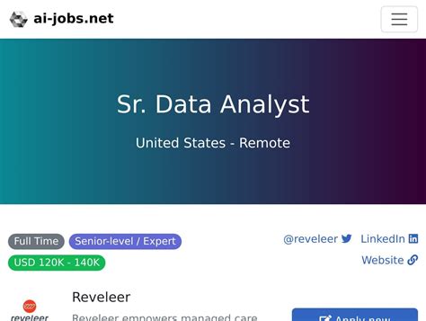 [hiring] sr data analyst remote r ai ml jobs