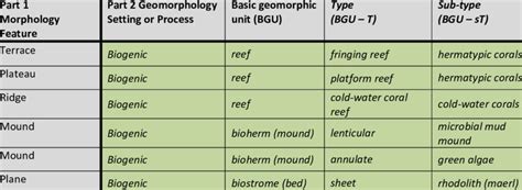 1 Example Gis Attribute Table For Units Mapped Using The Biogenic