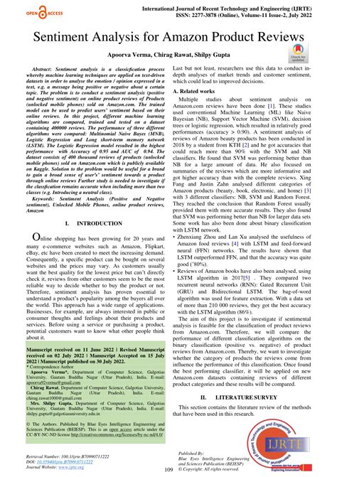 Pdf Sentiment Analysis For Amazon Product Reviews