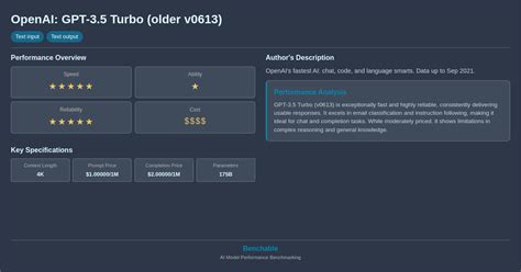 Openai Gpt 3 5 Turbo Older V0613 Ai Model Details