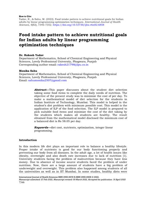 (PDF) Food intake pattern to achieve nutritional goals for Indian ...