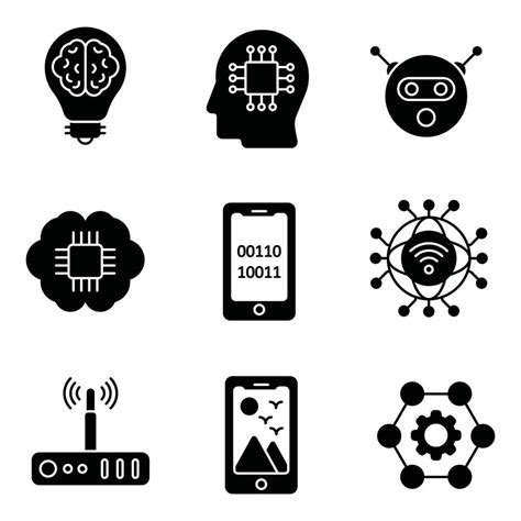 Robotic Glyph Icons Set Vector Art At Vecteezy