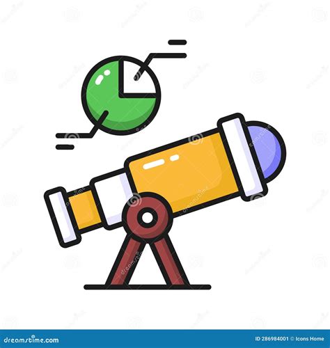 Telescope With Pie Diagram Showing Predictive Analysis Concept Vector Stock Vector