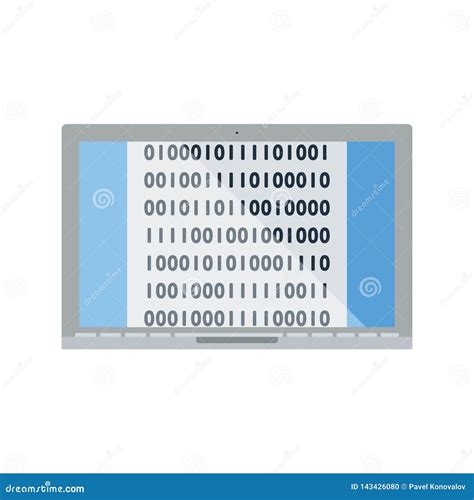 Laptop With Binary Code Icon Stock Vector Illustration Of Information