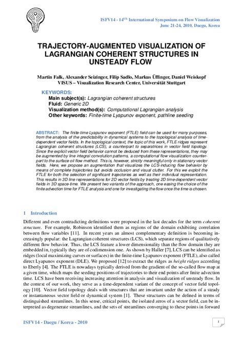 Pdf Trajectory Augmented Visualization Of Lagrangian Coherent