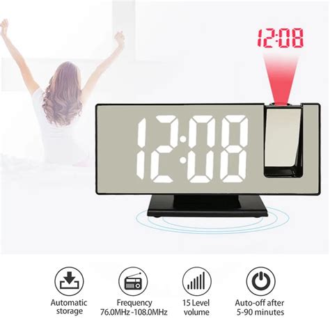 Led Digital Projection Alarm Clock For Bedroom Projection On Ceiling Electronic Time Projector