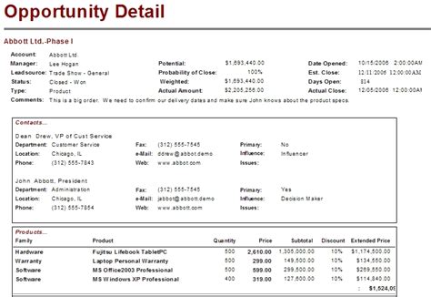 Finishing Saleslogix Opportunity Detail Crystal Report Customer Fx