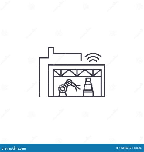 Assembly Line Vector Line Icon Sign Illustration On Background