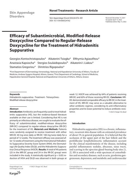Efficacy Of Subantimicrobial Modified Release Doxycycline Compared To Regular Release