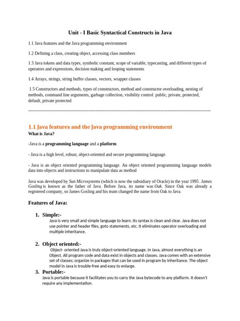 Unit I Pdf Java Programming Language Java Virtual Machine