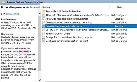 Do Not Allow Passwords To Be Saved Gpo Not Applying Windows Spiceworks Community