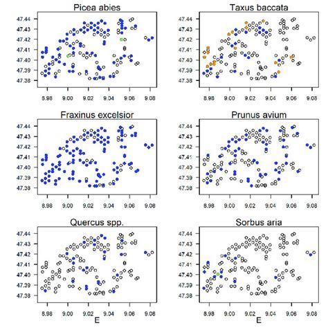 Spatial Distribution Longitude And Latitude Of The Tree Species Found