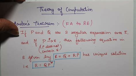 fa to re arden s theorem finite automata to regular expression