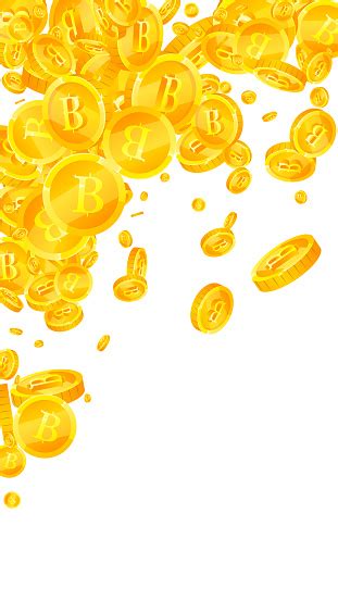 태국 바트 동전 떨어지는 원래 흩어져 Thb 동전 태국 돈 고급 잭팟 부 또는 성공 개념 벡터 일러스트레이션 3차원 형태에 대한 스톡 벡터 아트 및 기타 이미지 Istock