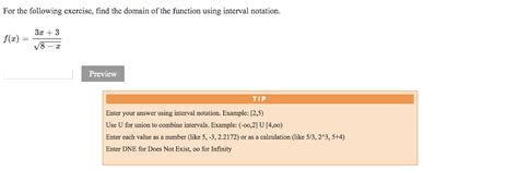 Solved For The Following Exercise Find The Domain Of The Chegg Com