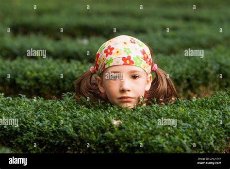 Girl Playing Hide And Seek Stock Photo Alamy