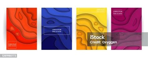 종이 컷 스타일 배너 세트 브랜딩 디자인 추상적인 모양의 광고 포스터 전단지 커버 초대장 플래카드 템플릿에 대한 현대적인 배경 벡터 그림입니다 0명에 대한 스톡 벡터 아트