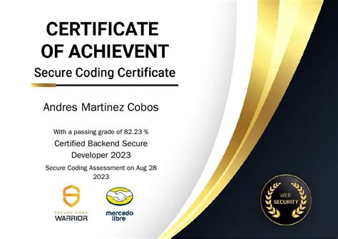 😎 Secure Coding Certificate De Secure Code Warrior Andres Martinez Cobos