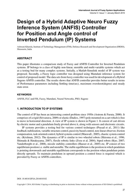 Pdf Design Of A Hybrid Adaptive Neuro Fuzzy Inference System Anfis Controller For Position