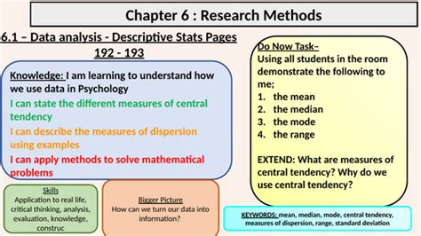 Aqa A Level Psychology Research Methods Data Analysis Descriptive