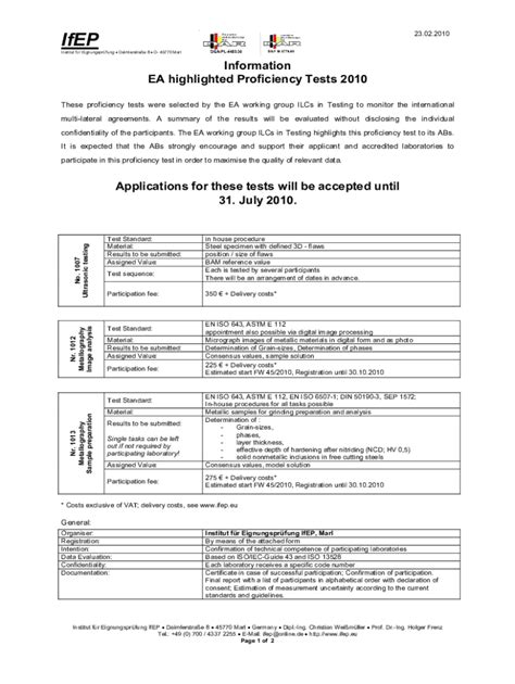 Fillable Online Need For An External Proficiency Testing Program