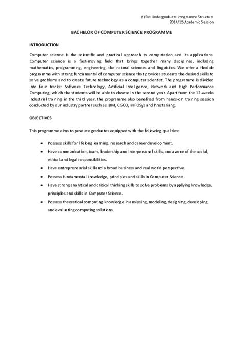 Pdf Bachelor Of Computer Science Programme