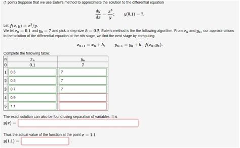 Solved Point Suppose That We Use Euler S Method To Chegg Com